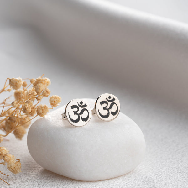 Om Stud Earrings – Sterling Silver & Gold Plated - Potiega